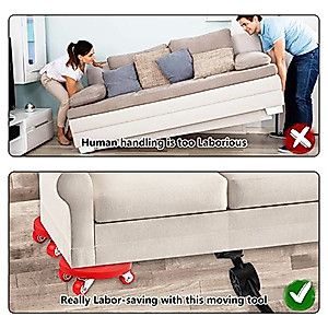 Furniture Mover with Wheels & Furniture Lifter Set, 780lbs Capacity, 360° Rotation Wheels Furniture Dolly for Moving Heavy Duty Furniture