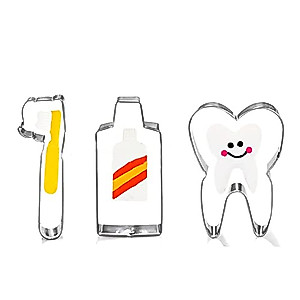 Cookie Cutter 3-piece Toothpaste + Teeth + Toothbrush Model, Donut Cake Fudge, DIY Baked Kids Birthday Party Cake, Cookies & Sandwiches Dentist Day Gifts