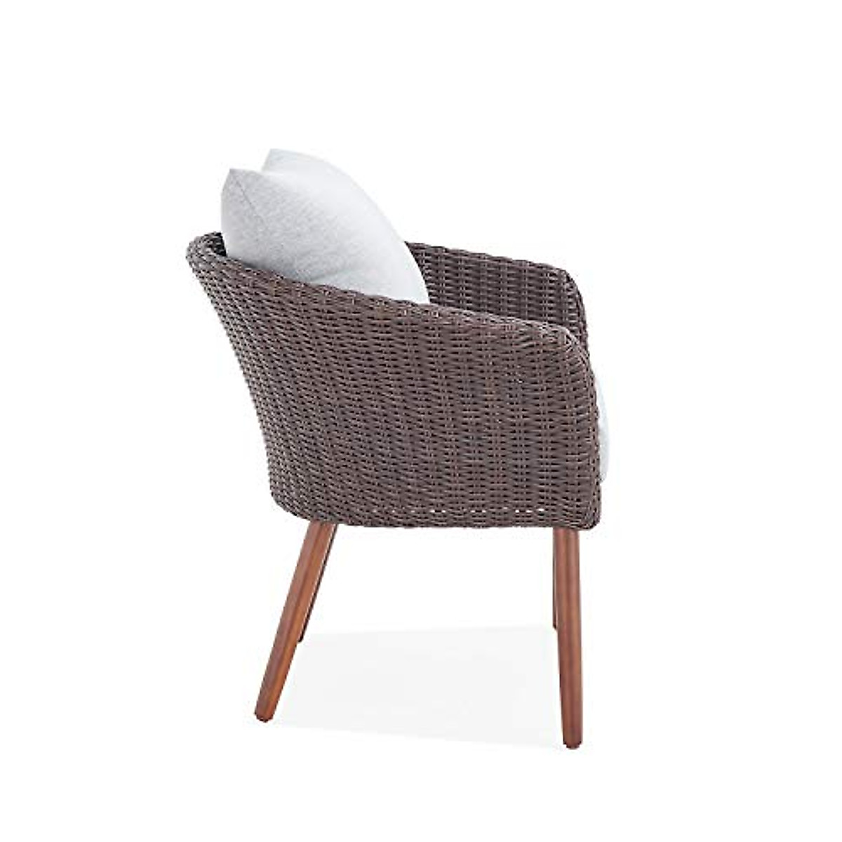 Bolton Furniture Athens All-Weather Wicker Outdoor Conversation 35" L Coffee Table, Set Chairs and Two-Seat Bench, Grey