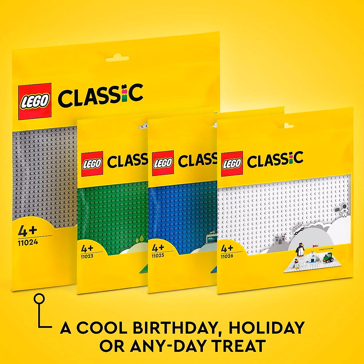 LEGO Classic Green Baseplate, Square 32x32 Stud Foundation to Build, Play, and Display Brick Creations, Great for Grassy Nature Landscapes, 11023