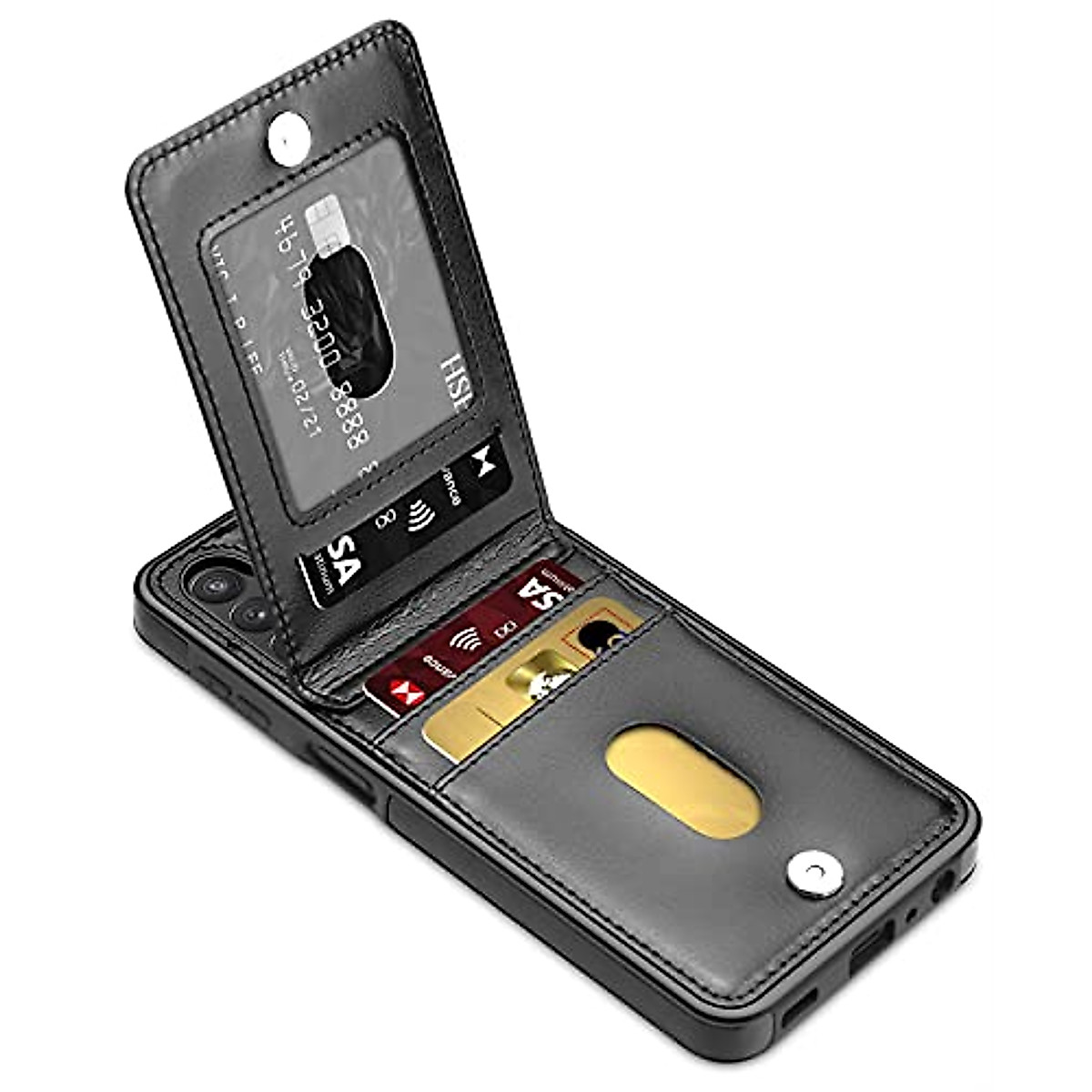 LakiBeibi Galaxy A32 5G Case, Dual Layer Lightweight Premium Leather Galaxy A32 5G Case Wallet with Card Holders Magnetic Lock Flip Protective Phone Case for Samsung Galaxy A32 5G (2021), Black