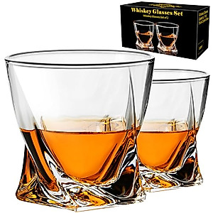 PARACITY Whiskey Glasses Set of 2, Old Fashioned Cocktail Glass, 10 OZ Whiskey Glasses, Bourbon Glasses, Rocks Glasses for Scotch, Liquor Vodka, Bourbon, Whiskey Gifts for Men, Husband, Boyfriend