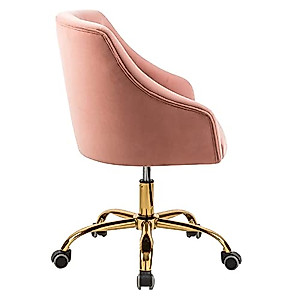 ANOUR Modern Home Office Chair, Velvet Swivel Armchair, Velvet Office Chair with Soft Seat, Adjustable Task Chair Computer Desk Chair for Living Room Bedroom Study Pink