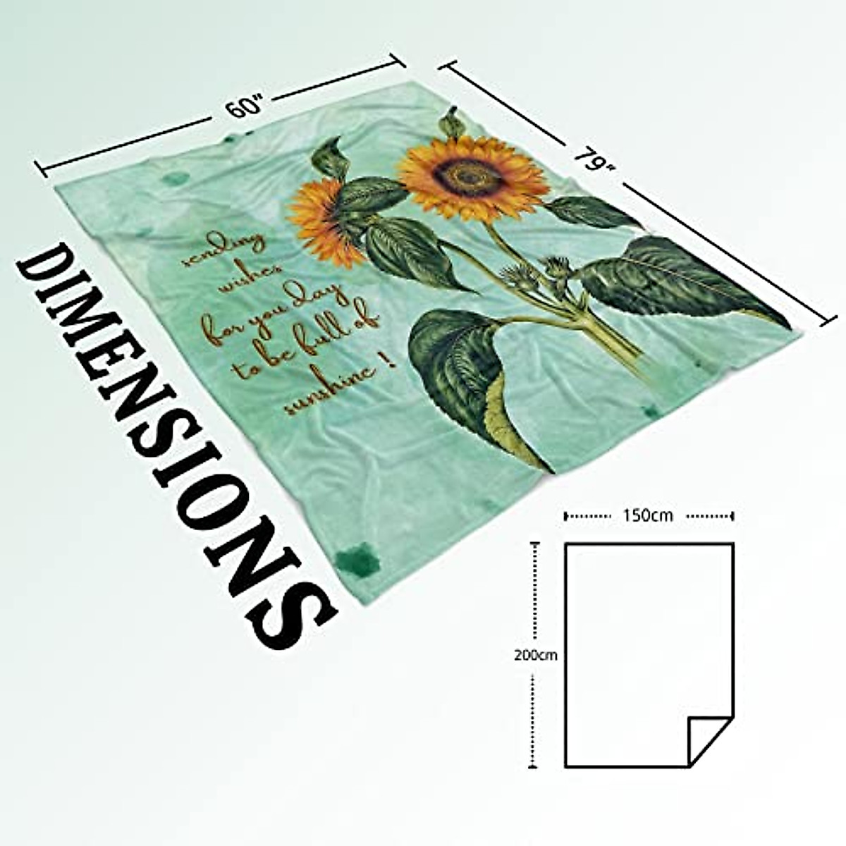 LFMU Sunflower Flannel Fleece Blanket Sending Wishes Ultra Soft Bright and Cheerful Sunflower Throw Blanket for Birthday Christmas,Beautiful Sunflower Decor for Bedroom or Living Room 60" x 80"