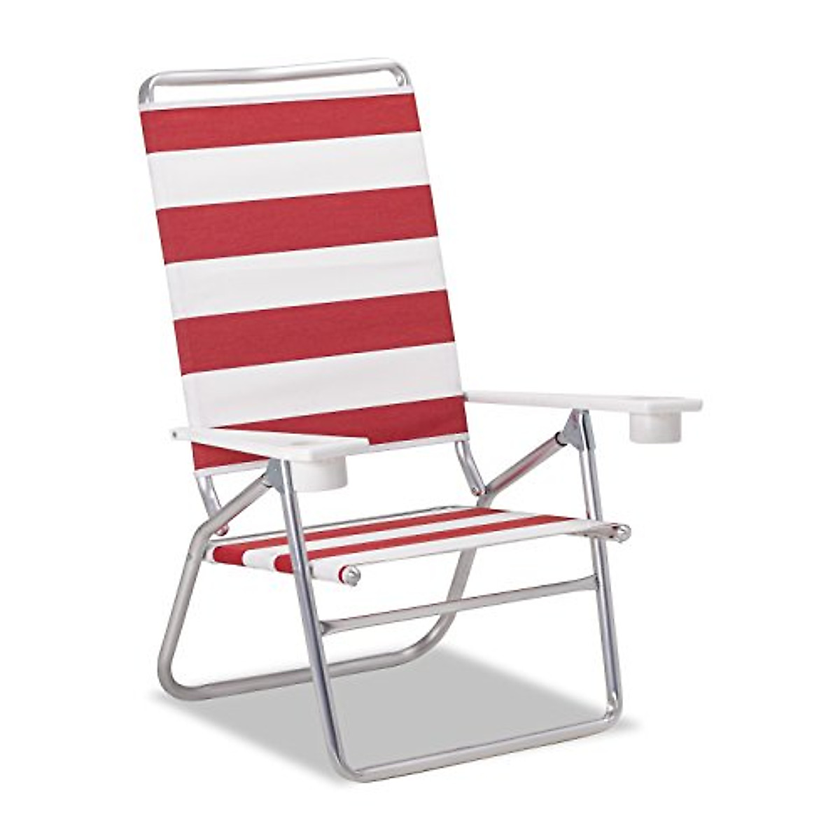 Telescope Casual M51149501 Striped Light and Easy High Boy Anodized Sliver Finish Ross Fabric Chaise, Red/White