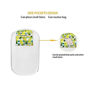 NRBEAWD Cow Sunflowers Popup Mesh Laundry Basket, Collapsible Clothes Washing Laundry Hamper,Portable Decorative Basket with Handles(61L,85L)