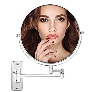 FFowcye 9" Magnifying Wall Mount Makeup Vanity Mirror,1x/7x Double-Side Makeup Mirror with Magnification,Swivel Extendable Shaving Face Mirror for Bathroom, Wall Mirror for Chrome…