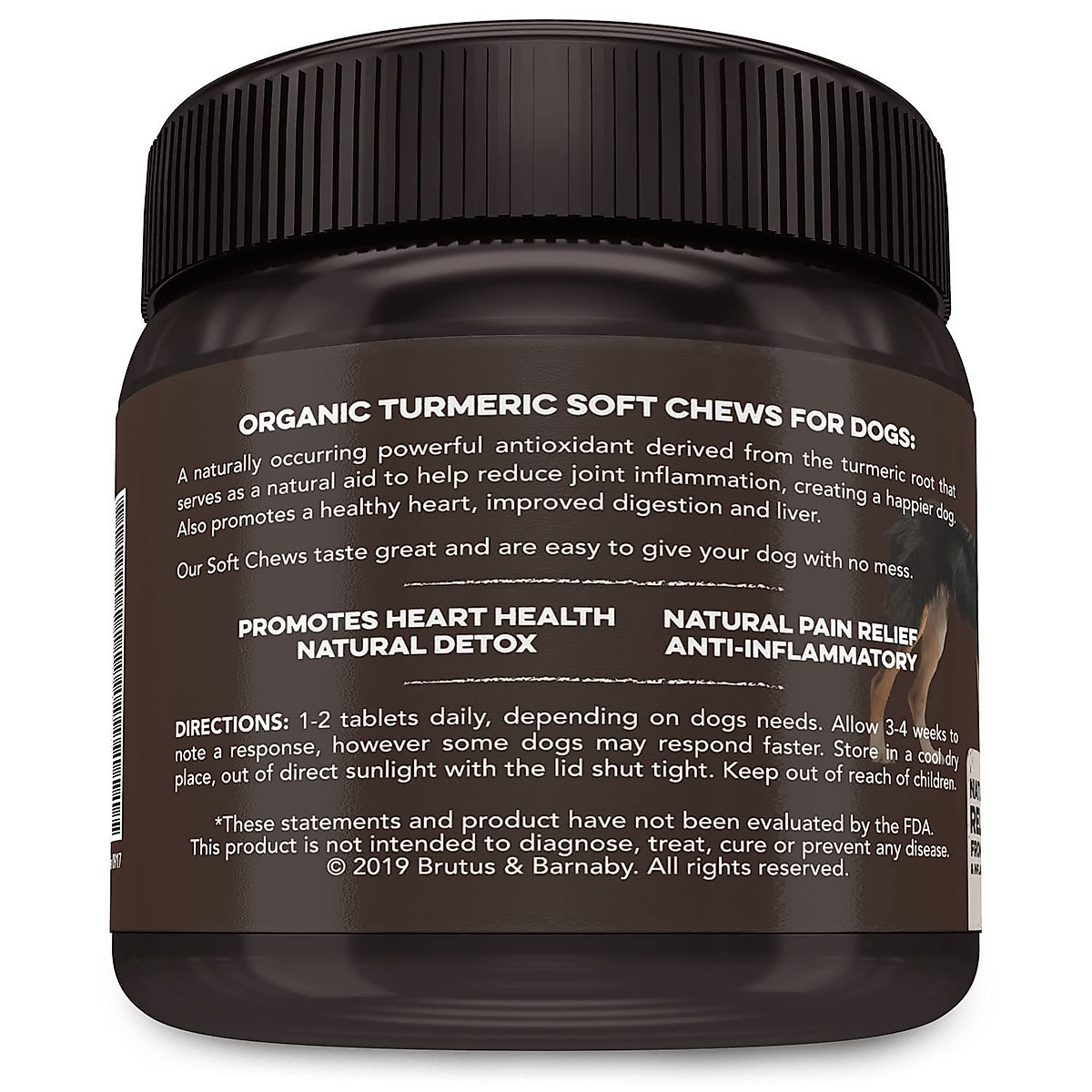 BRUTUS & BARNABY Turmeric for Dogs- Organic Turmeric with Curcumin, Soft Chews with Collagen and Bioprene Provides Hip and Joint Support Reduces Inflammation from Arthritis