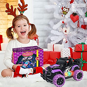Blooming lilies Remote Control Car, Girls Rc Racing Cars 1:20 Scale Remote Control Car Trucks,with LED Lights All Terrain Rc Cars Toy for Kids 4-7 8-12 Christmas Birthday Gifts (Purple)