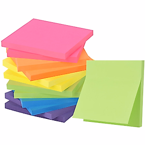 (12 Pack) Sticky Notes 3x3 Inches, ZCZN Neon Color Self-Stick Note Pads, Colorful Sticky Notes Bulk, Easy to Post for Home, Office, School - 60 Sheets/Pad