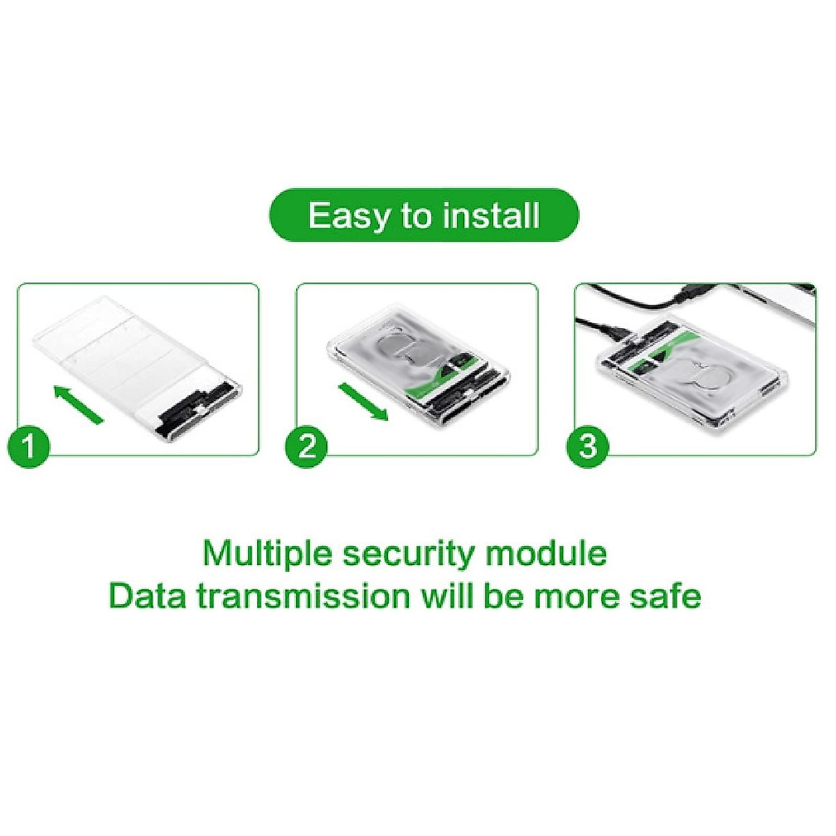 01 Transparent SSD Enclosure, Computer Accessories Plug and Play Transparent SSD Case for Hard Drive for Laptop SSD Solid State Drive