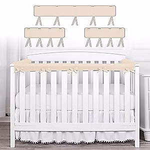 Vjningu Crib Rail Cover, Baby Bed Soft Edge Protector, Wrapped Rail Cover 3 Pcs (One Set) Anti-Collision Strip Corner Cover for Child Bed Protection(Khaki)