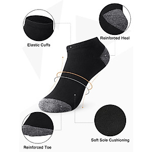 Foaincore 60 Pairs Mens Ankle Socks Athletic Low Cut Socks No Show Cushion Socks Comfort Breathable Casual Mens Running Socks (Black and Gray)