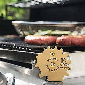 Sage Owl BBQ Grill Scraper Tool - Men Stocking Stuffers for Christmas - Dishwasher Safe Bristle Free BBQ Grill Brush Alternative - BBQ Gifts for Men Who Have Everything