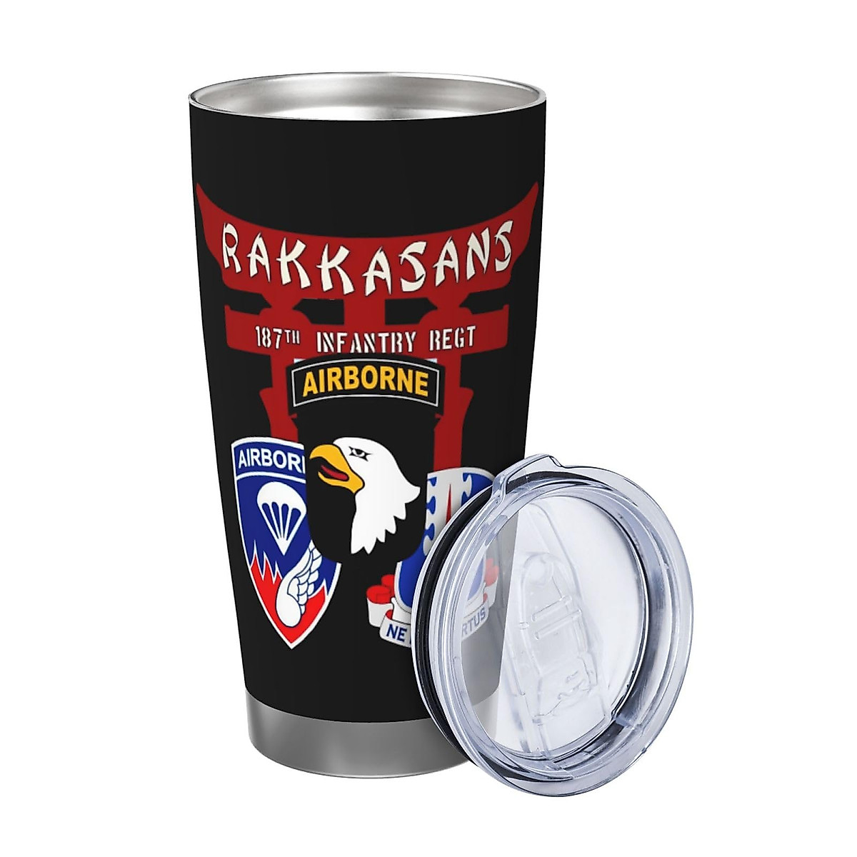 Biaomn 187th Airborne Rakkasans Stainless Steel Tumbler Vacuum Insulated Travel Tumbler With Lid Coffee Mug Car Cup For Home Office Outdoor 20oz