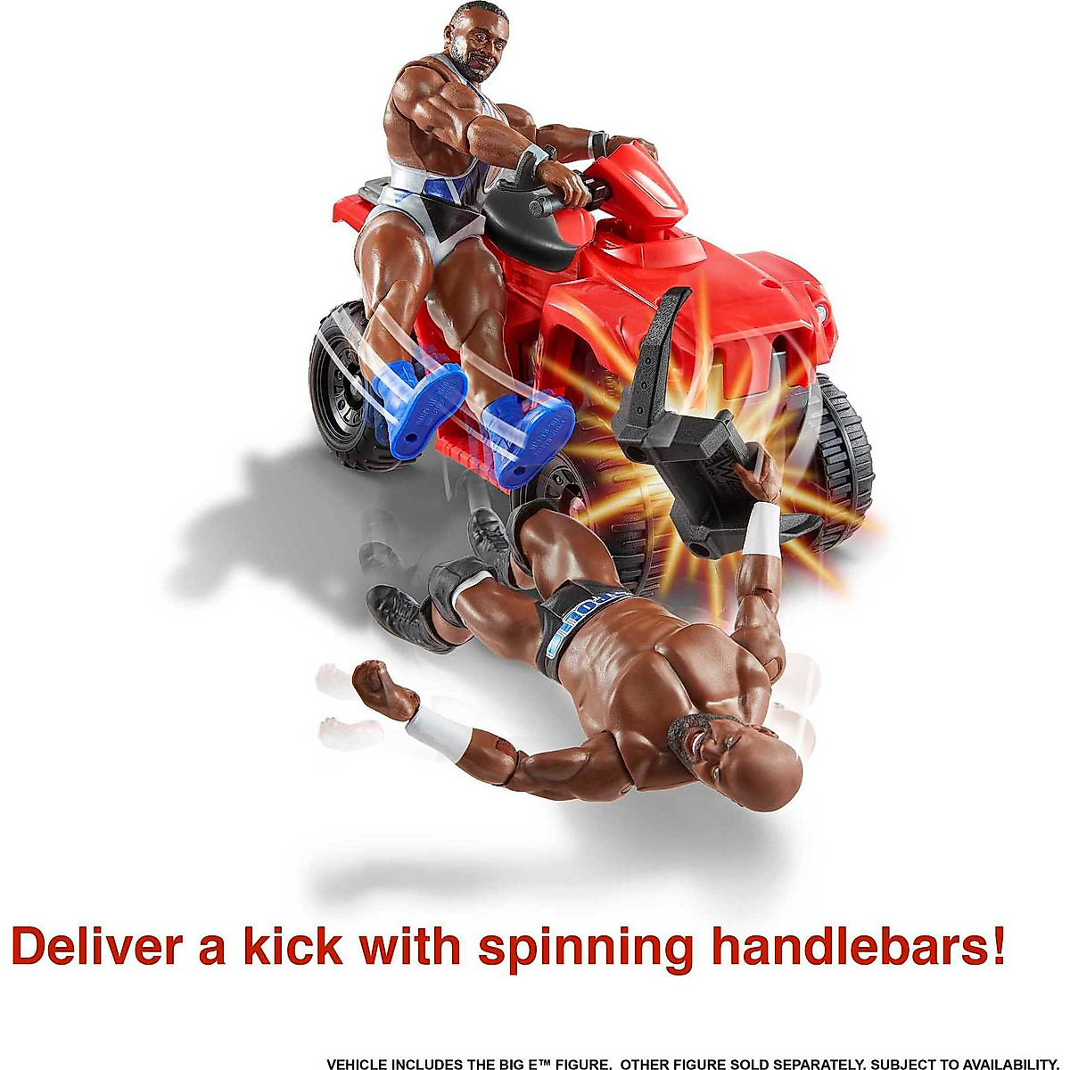 Mattel WWE Wrekkin' Slam & Spin ATV Vehicle & Action Figure Playset with Toy 4-Wheeler & Big E 6-inch Collectible, Launching Action & Breakaway Parts