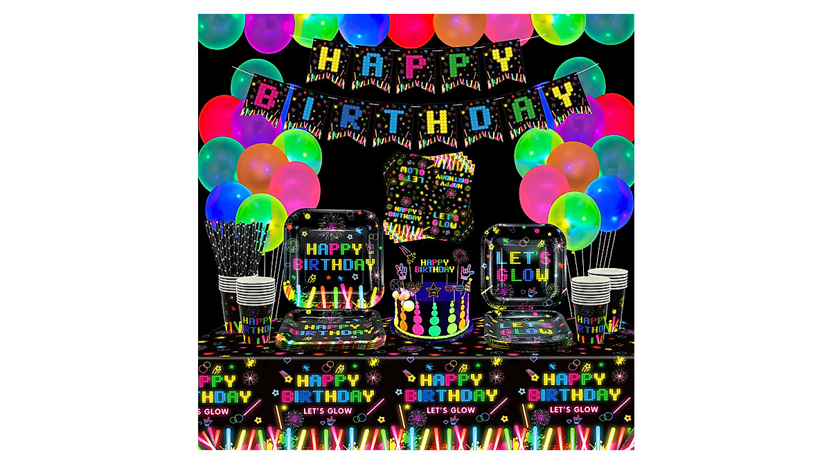 Glow Neon Party Supplies Sets for Bright Birthday Celebrations