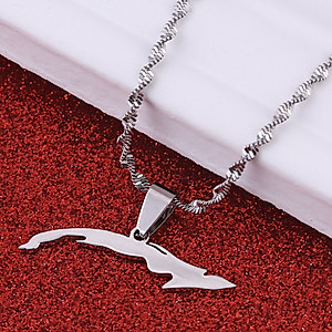 Stainless Steel Cuba Map Necklace for Women Charm Cuban Pendant Jewelry Chain