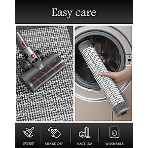 PADOOR Non Slip Kitchen Rugs Sets of 2 - Extra Large 2.5'x6' + 20"x32" Runner Rugs for Kitchen Floor Non Skid Washable, Absorbent Kitchen Mat for in Front of Sink 2 Piece Grey