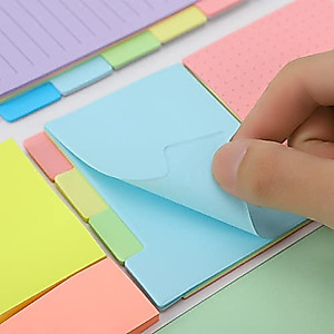 EOOUT 2pcs Sticky Note Set, Colored Divider Self-Stick Notes Pads Bundle Tabs Ruled Dotted PET Sticky Notes Book for School Supplies Office Supplies