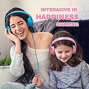 MIDOLA Kids Headphones Wired Over Ear Foldable Kids Volume Limit 85dB /110dB Light Foldable Headset with Inline AUX 3.5mm Mic for Child Boy Girl Travel School Gaming Pad PC Laptop Tablet Pink