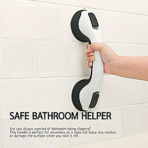 FChome Shower Wall Suction Cup Grab Bars,12 Inches Shower Handle Bar Offers Safe Grip with Strong Hold Suction Cup for Safety Grip Grab in Bathroom,Gray