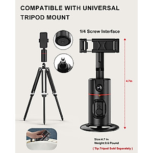 KOSCHEAL Auto Face Tracking Tripod, 360° Rotation with Stand,No App,Body Phone Tracking Tripod with Two Selfie Light,Gesture Control Smart Shooting Camera Mount for Live Vlog Streaming Video Tiktok