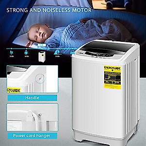 VIVOHOME 2 in 1 Portable Compact Full Automatic Washing Machine with Built in Drain Pump Spin Dryer 8 Laundry Modes and 10 Water Levels for Apartments 1.32cu.ft 13 lbs Capacity