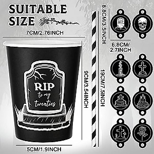 gisgfim 96 Pcs Death to My 20s Party Cups Death to My Twenties Cups Black Disposable Paper Cup 30th Birthday Party Supplies RIP Twenties Birthday Decorations for Men Women My Youth Funeral