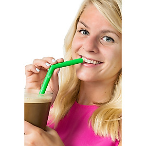 6 Pack Reusable Straws with Cleaning Brush - Sustainable Large Silicone Rainbow Drinking Straws - Use with Any Reusable Tumblers and Cups - BPA Free, Kid-Friendly, Foldable for Travel & Storage