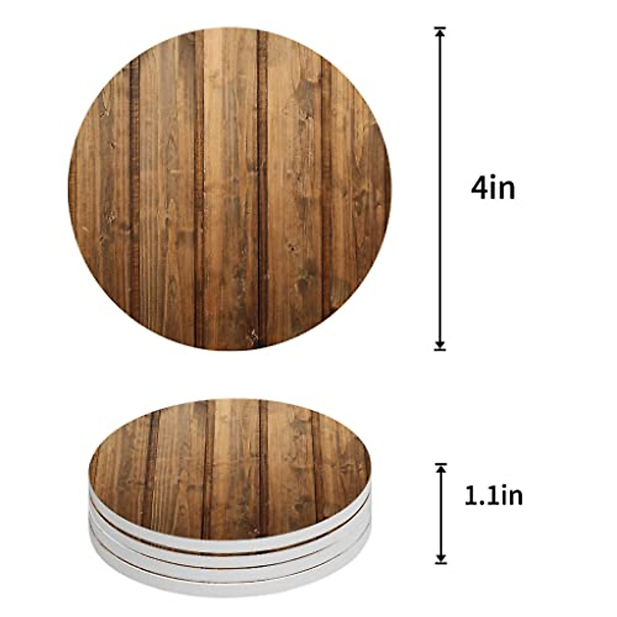 QUANJJ Retro Wood Grain Plank Texture Ceramic Coaster Set Coffee Tea Cup Coasters Kitchen Accessories Round Placemat (Color : D, Size : 6pcs)