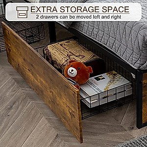 GAZHOME Twin XL Bed Frame with 2 XL Storage Drawers, Metal Platform Bed Frame with Footboard, 9 Strong Metal Slat Support/No Box Spring Needed/Easy Assembly/Space Saving