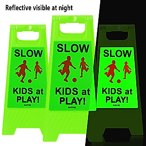 Children at Play Safety Signs For Street Kids at Play Signs For Street Slow Down Signs For Neighborhoods Kids Playing Reflective Caution Sign (3 Pack)