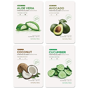 Natural Peau [8 Variety Packs] Hydrating Collagen Essence Face Mask (28 g / 0.99 oz.)