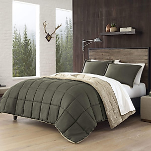 Eddie Bauer - King Comforter Set, Reversible Sherpa Bedding with Matching Shams, Cozy & Warm Home Decor (Sherwood Green, King)