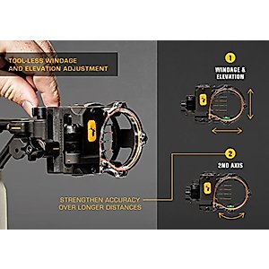 Trophy Ridge React H4 Bow Sight - 4 Pin Sight, Tool Less Windage and Elevation Adustability, 2nd Axis Leveling, Adjustable Click Light, Black