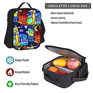 Geometry Dash Backpack Teen Bookbag Travel Daypack Boys Girls Lunch Bag Pencil Case Three-Piece Suit
