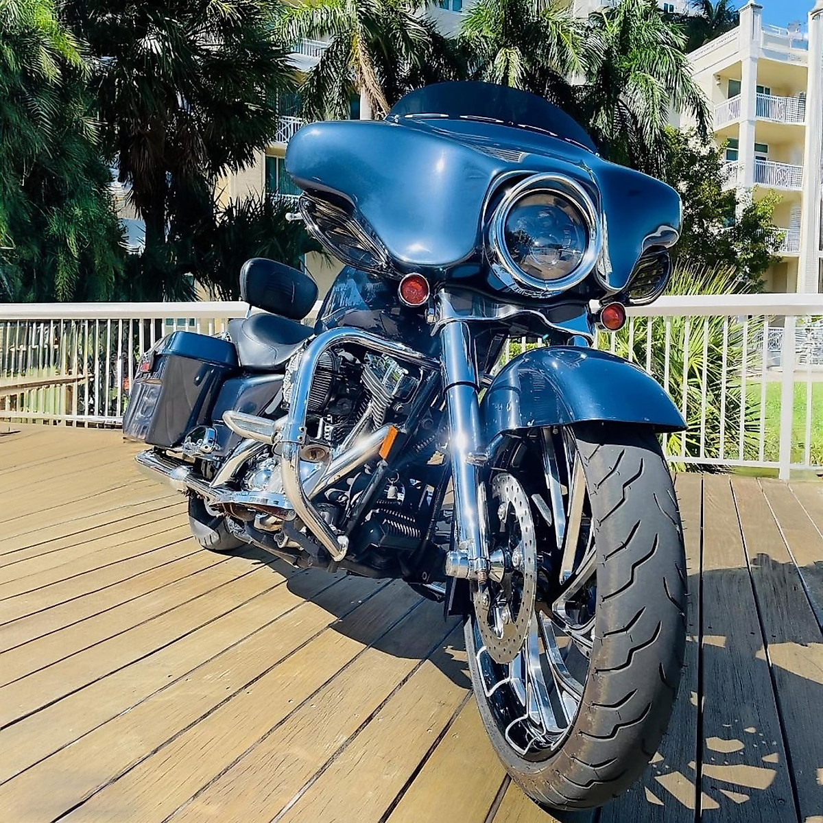 XMT-Moto Engine Guard Highway Crash Bar fits for Harley Davidson Touring Road King Street Glide Electra Glide CVO and Trike Models 1997-2008,Replace for 49184-97,Chrome