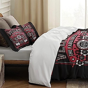 Duvet Cover Twin Size, Gaming Vintage Game City Bedding Set with Zipper Closure for Kids and Adults, Money Red America Comforter Cover with Pillow Sham for Bedroom Bed Decor