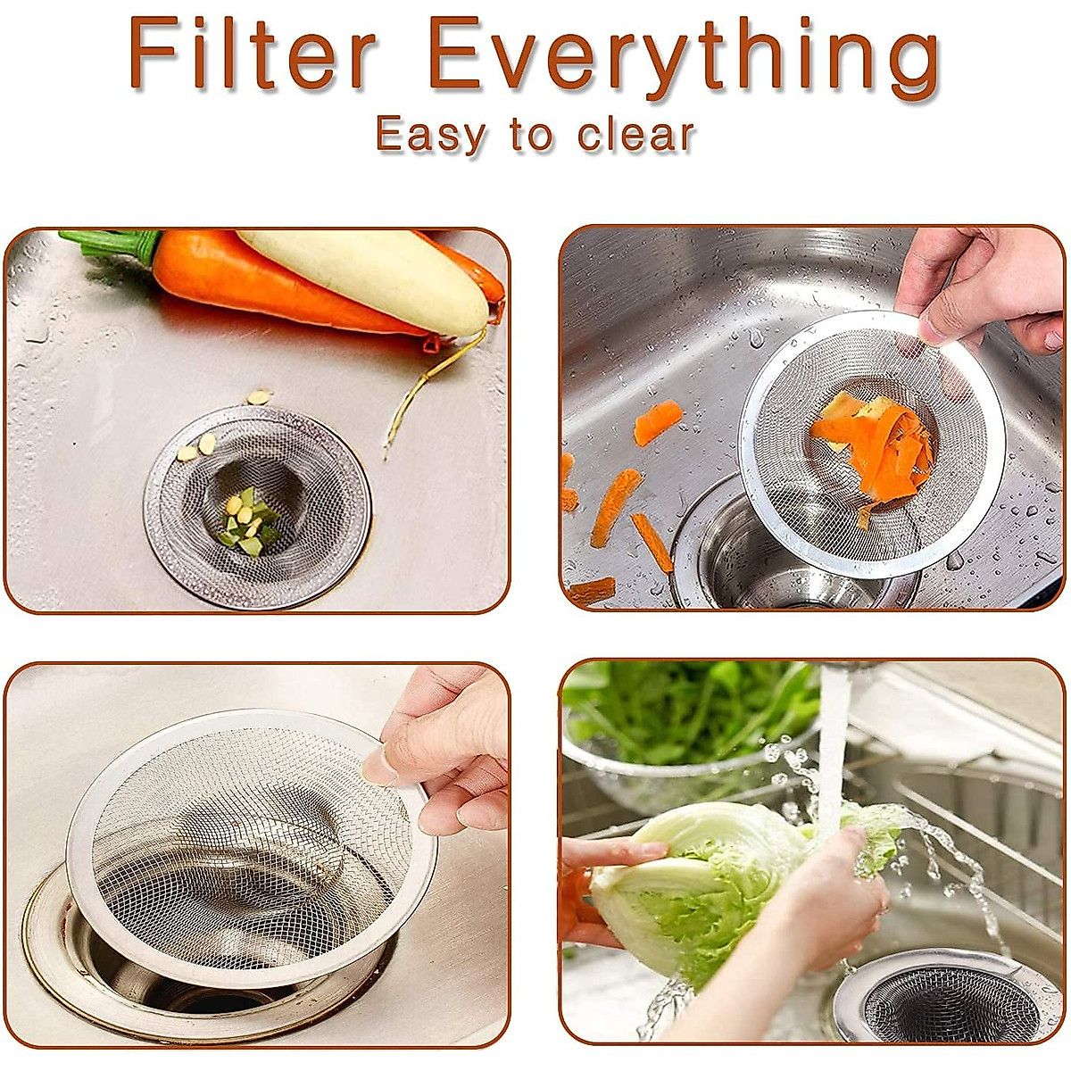 40pcs Heavy Duty Stainless Steel Slop Basket Filter Trap, 2.75" Top / 1" Mesh Metal Sink Strainer,Perfect for Kitchen Sink/Bathroom Bathtub Wash basin Floor drain balcony Drain Hole,Utility