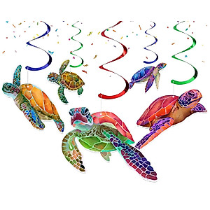 Turtle Swirls | Under The Sea Hanging Streamers Swirl for Baby Shower | Ocean Theme Birthday Party Supplies