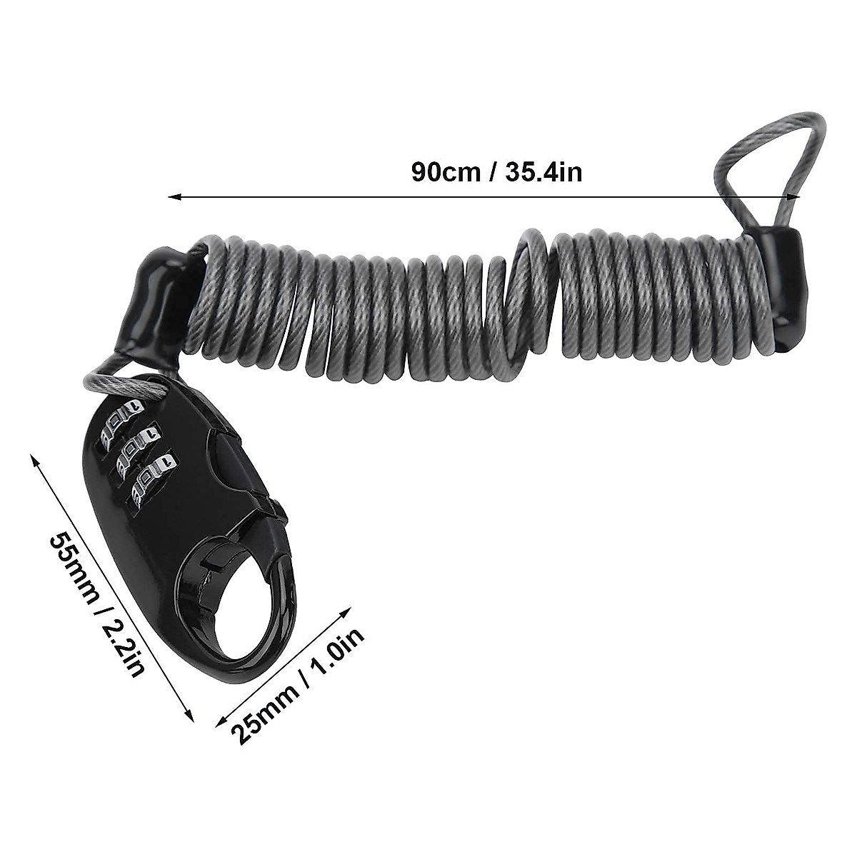 Motorcycle Helmet Lock, Heavy Duty Universal Combination Cable Lock, Anti-Theft Motorcycle Security 3 Digit Locking Chain Bike Motorcycle Lock Wire for Bike Helmet, Jacket, Cabinets & Luggage (Black)