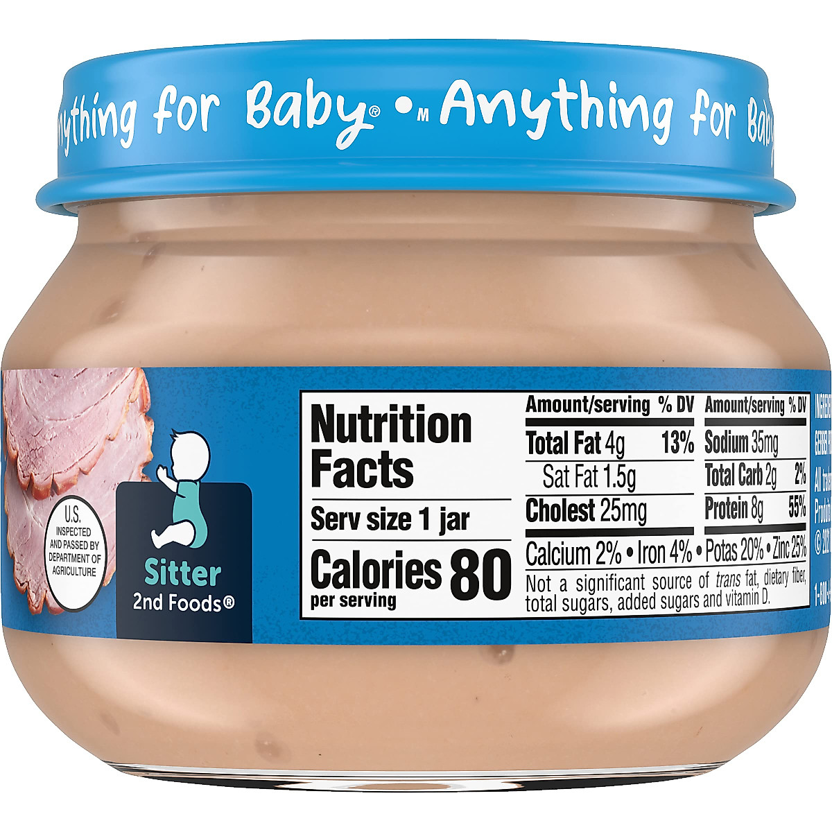 Gerber Mealtime for Baby 2nd Foods Baby Food Jar, Ham & Gravy, Non-GMO Pureed Baby Food with Essential Nutrients, Protein & Zinc, 2.5-Ounce Glass Jar (Pack of 40 Jars)