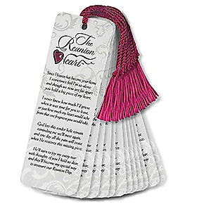 The Reunion Heart Memorial Damask Ivory Cardstock Tassel Bookmarks, Pack of 12