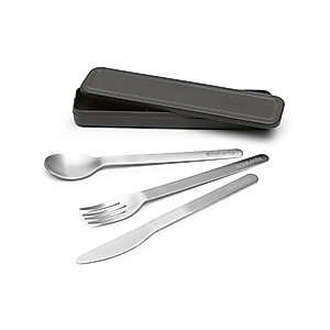 Brabantia Make & Take Cutlery Set with Case (Set of 3) Travel Knife, Spoon, & Fork, Hygienic Compact Design, Stainless Steel, Dishwasher Safe