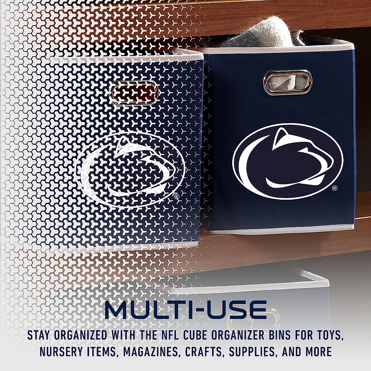 Franklin Sports Storage Bin - Made to Fit Storage Bin Shelf Organizers - 10.5" x 10.5" - College Officially Licensed White