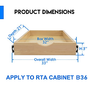 WelFurGeer Pull Out Shelves for Kitchen Cabinets, Pull Out Cabinet Shelf, Pull Out Cabinet Organizer, Slide Out Wood Cabinet Organizer, Wood Rack for Kitchen, Bathroom (32" Wide)