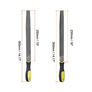 HARFINGTON Metal File Set 10" High Carbon Hardened Steel Cut Hand Rasp with Plastic Handle for Deburring and Removing Material (Round, Half-Round, Triangular, Flat, Square)