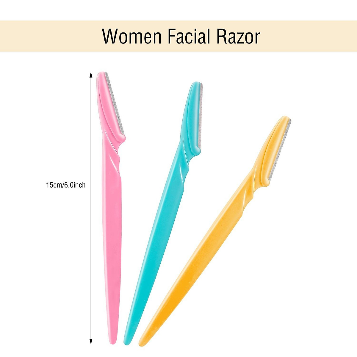 36 Pieces Eyebrow Razor Multipurpose Exfoliating Dermaplaning Tool Eyebrow Shaper Face Razor for Women Man With Precision Cover (Pink, Blue, Yellow)