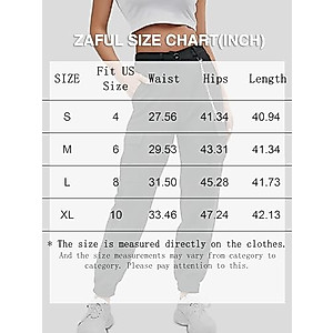 ZAFUL Cargo Pants for Women High Waisted Jogger Pants Outdoor Sweatpants Casual Pants with Chain (1-Black,L)